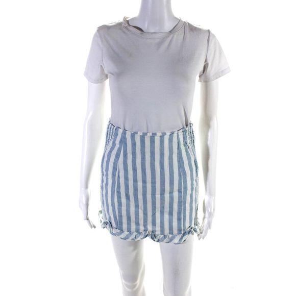 Reformation | Skirts | Reformation Womens Back Zip Smocked Trim Striped ...